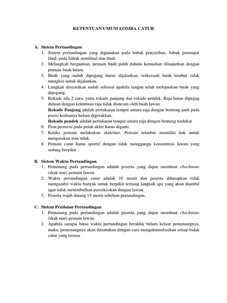 Bagan Lomba Catur | PDF