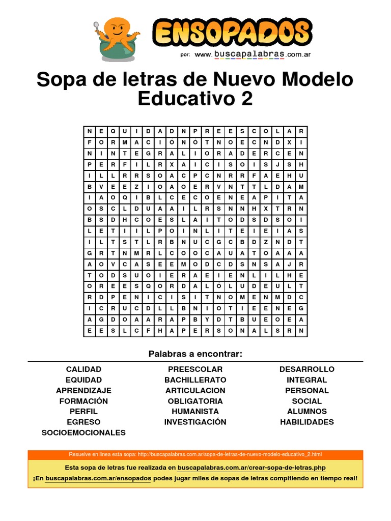 Sopa De Letras Imprimible Para Alumnos De Segundo Grado Soy Docente: