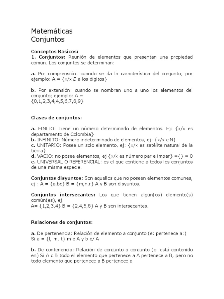 Matemáticas - Conjuntos | PDF | Conjunto (Matemáticas) | Lógica matemática