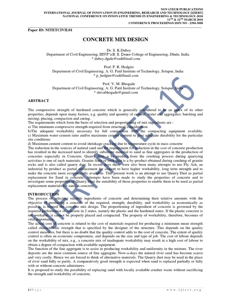 Concrete Mix Design | PDF | Construction Aggregate | Concrete