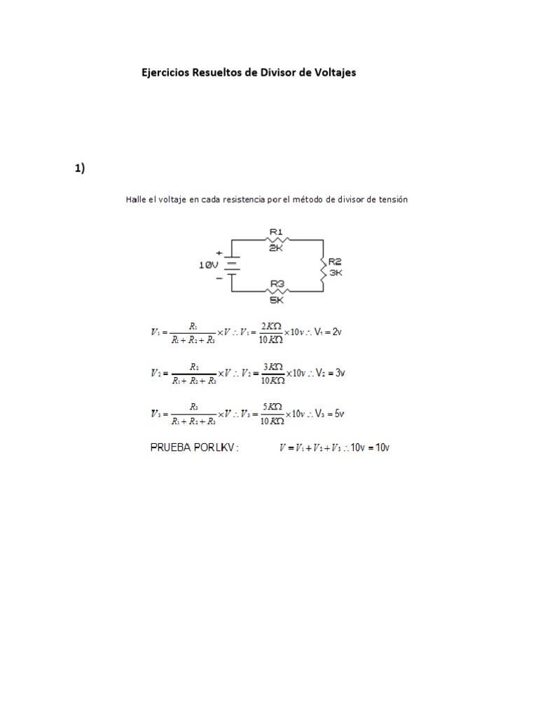 Ejercicios Resueltos de Divisor de Voltajes