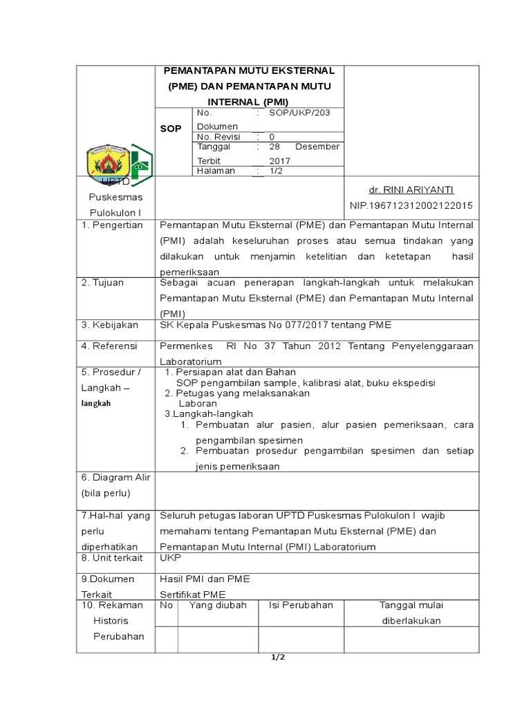 Sop Pmi Dan Pme | PDF | Teknologi & Rekayasa