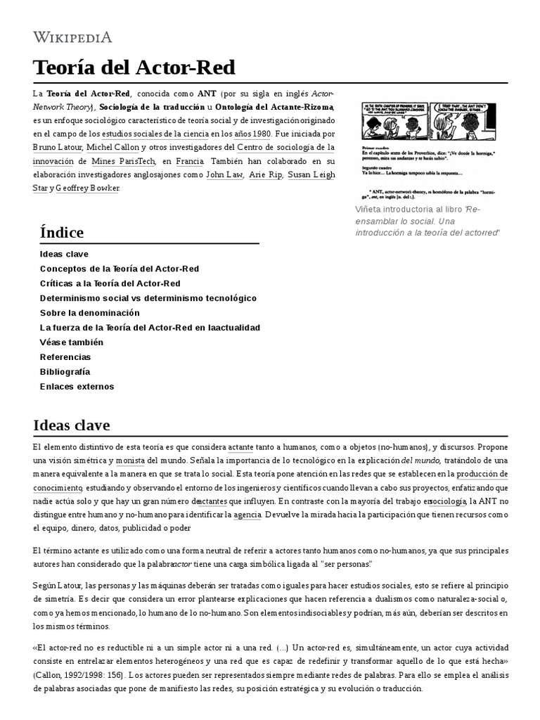 Teoría Del Actor-Red | PDF | Ciencia y Tecnología | Movimientos filosóficos