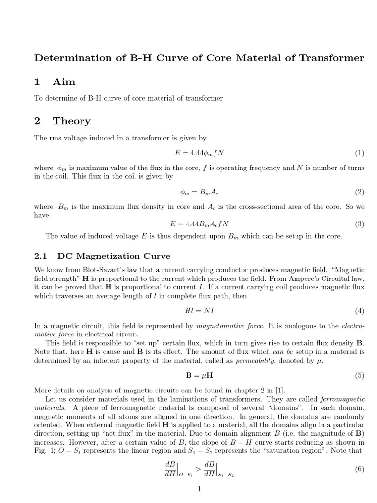 BH Curve | PDF | Transformer | Inductor