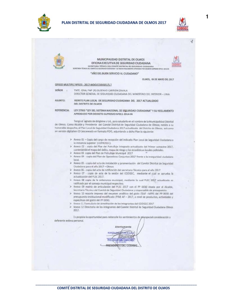 2017 Plan CODISEC Actualizado | PDF | Policía | Gobierno