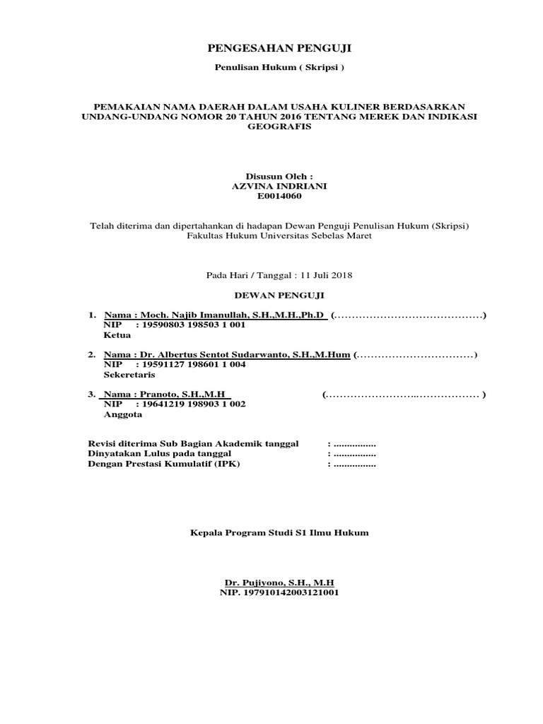 10-Contoh Format Pengesahan Penguji | PDF