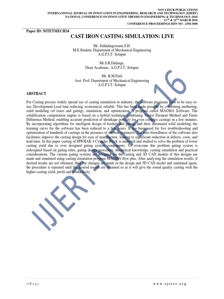 Cast Iron Casting Simulation: Live | Download Free PDF | Casting (Metalworking) | 3 D Modeling