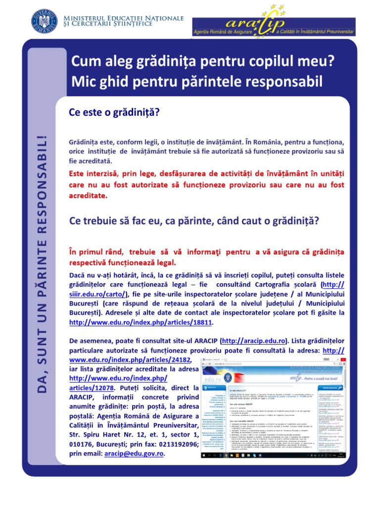 Ghid de Inscriere La Gradinita | PDF