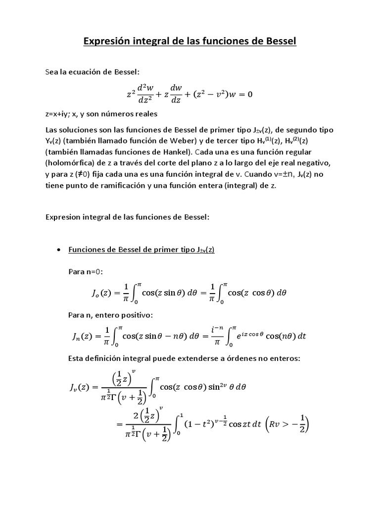 Expresion Integral de La Funcion de Hankel | PDF | Función holomorfa | Integral