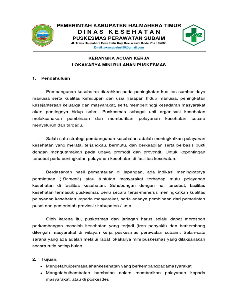Kak Lokmin Bulanan Puskesmas | PDF