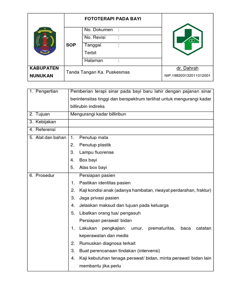 Sop Fototerapi | PDF