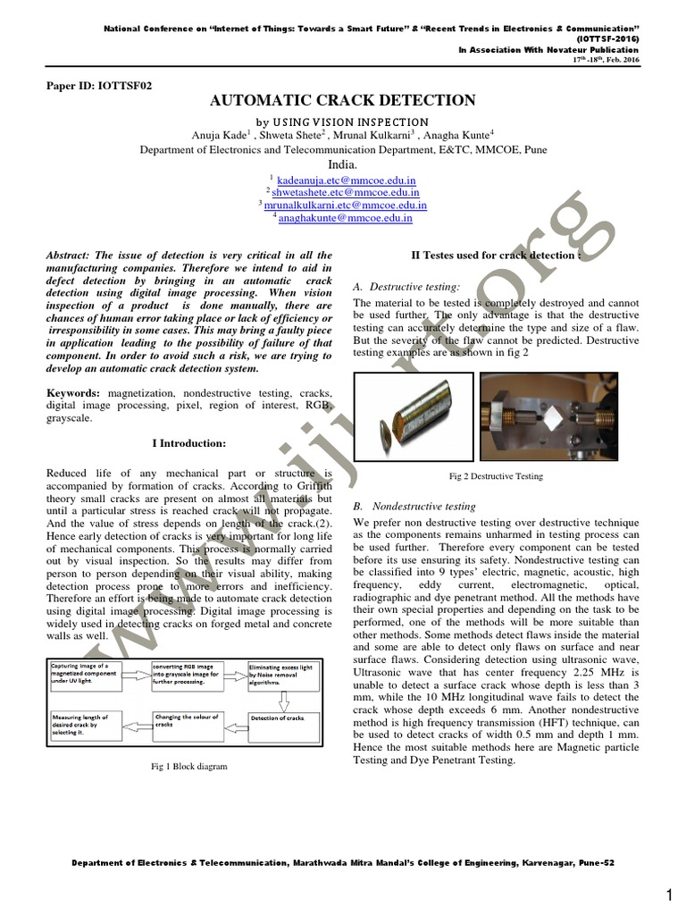 Automatic Crack Detection Pdf Nondestructive Testing