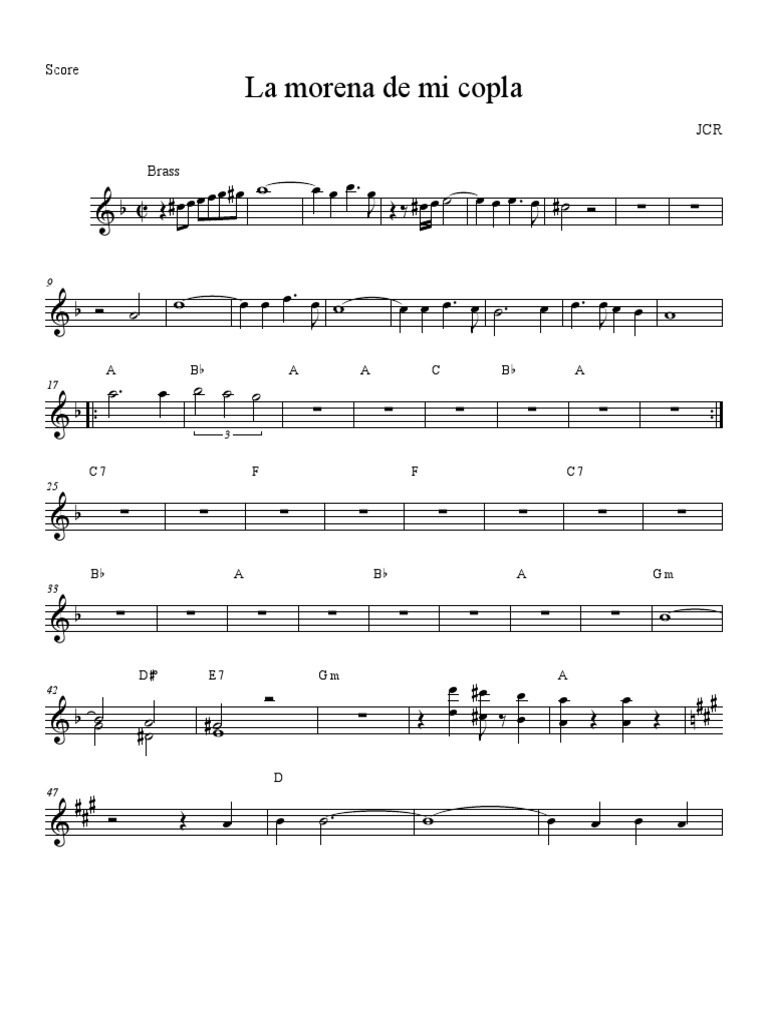 La morena de mi copla: Score