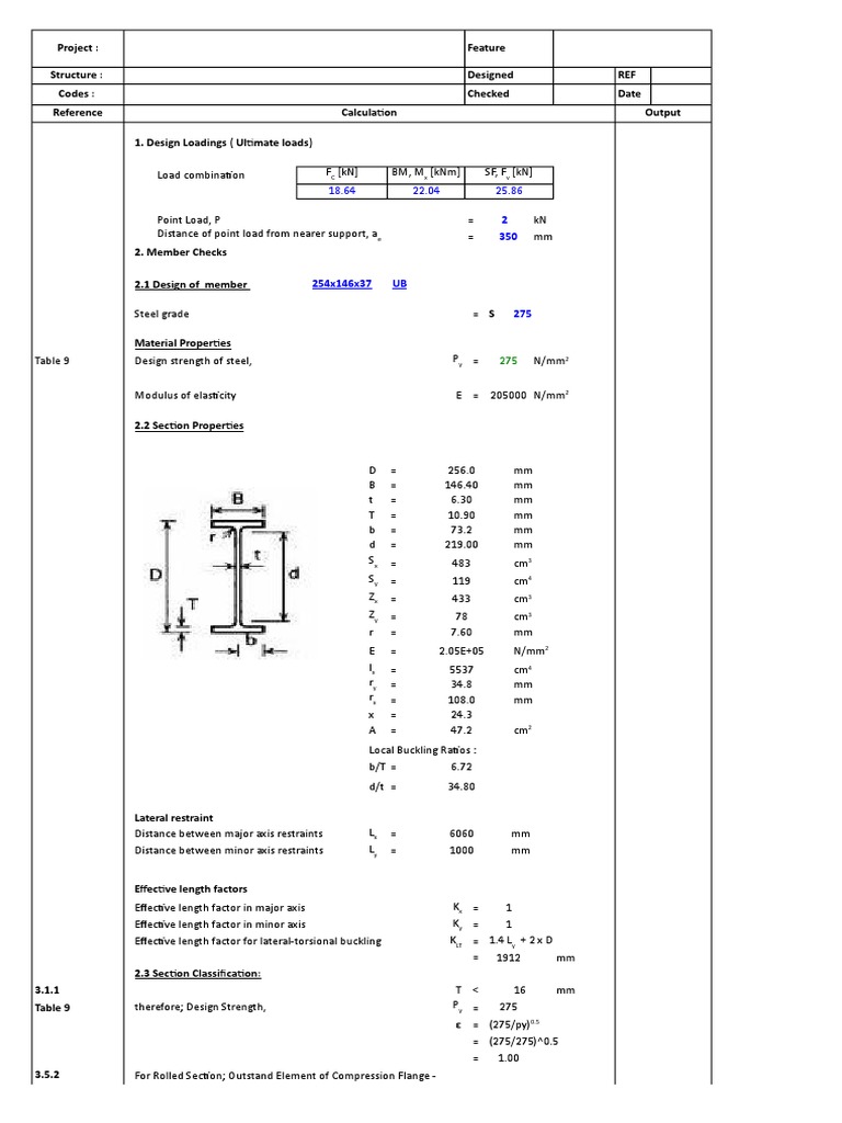 Design of Steel I Section BS5950 | PDF | Buckling | Bending