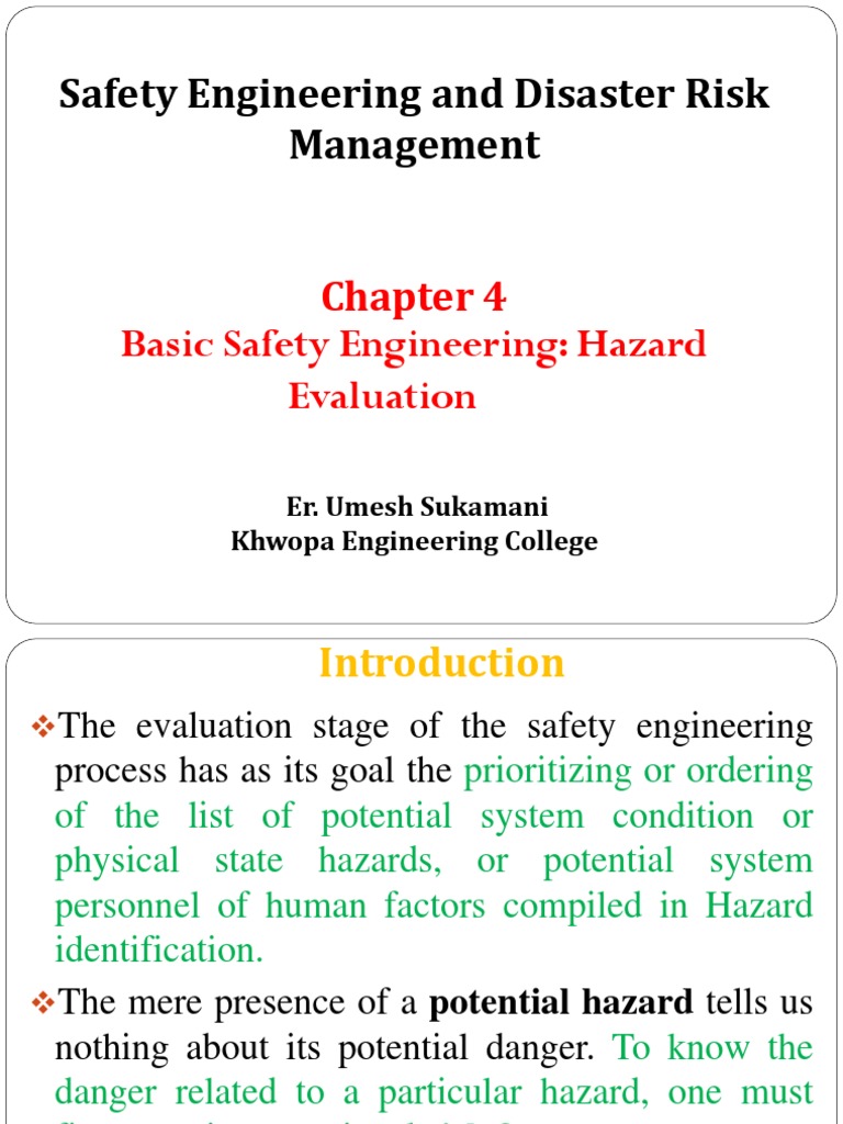 4.0 Basic of Safety Engineering Hazard Evaluation | PDF | Hazards | Risk