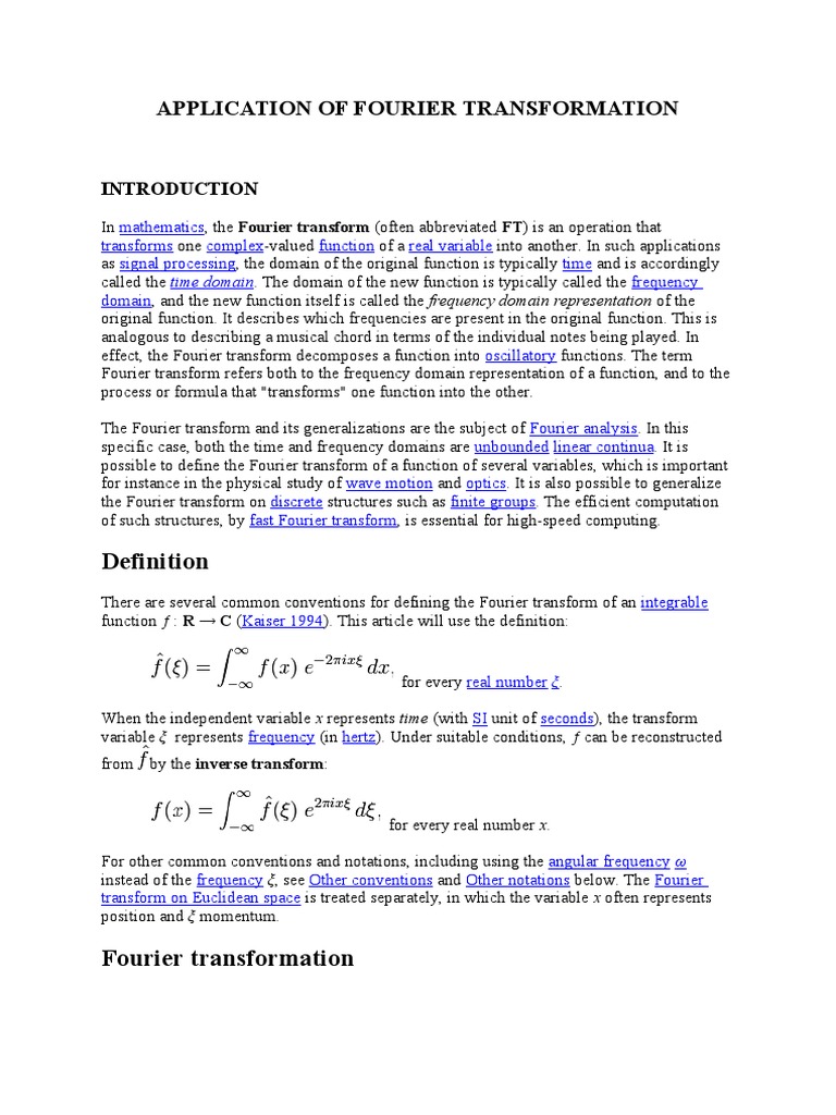 An In-Depth Explanation of Fourier Transforms and Their Applications ...