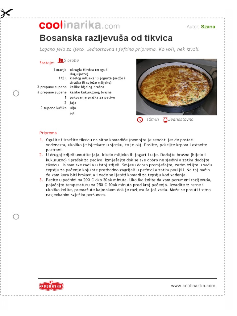 Bosanska Razljevusa Od Tikvica | PDF