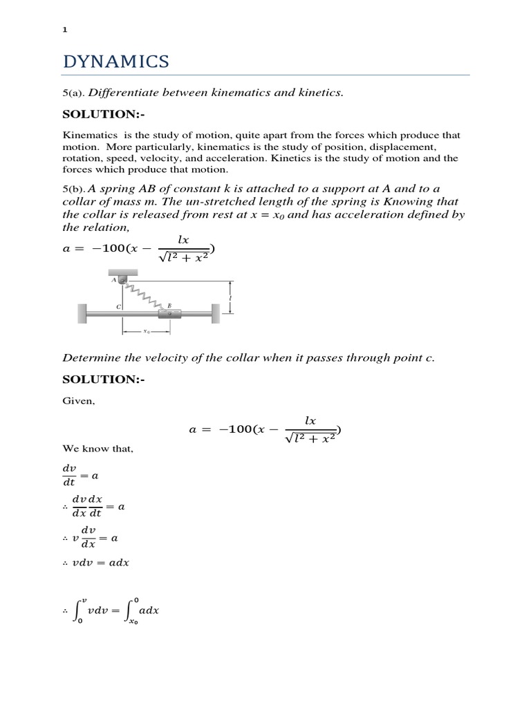 EM SOLVED (Dynamics) | PDF | Kinematics | Force