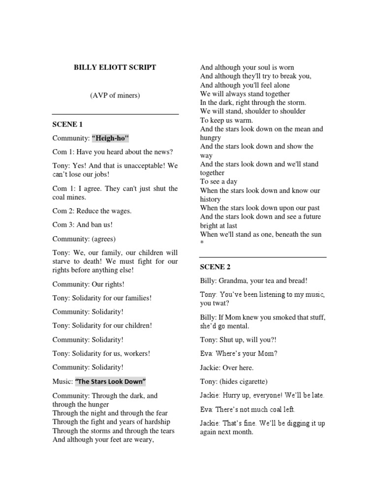 Billy Elliot | PDF | Dances | Leisure