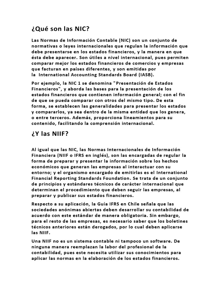 Qué Son Las NIC | PDF | normas internacionales de INFORMACION ...