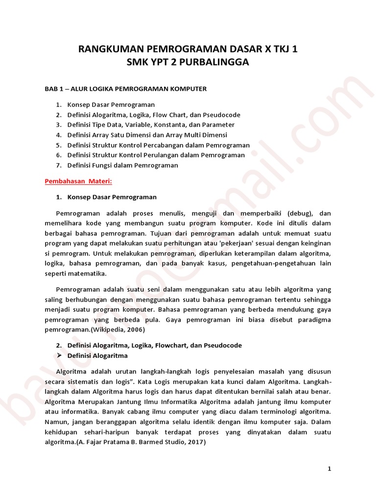 Pemrograman Dasar: Alur Logika dan Struktur | PDF