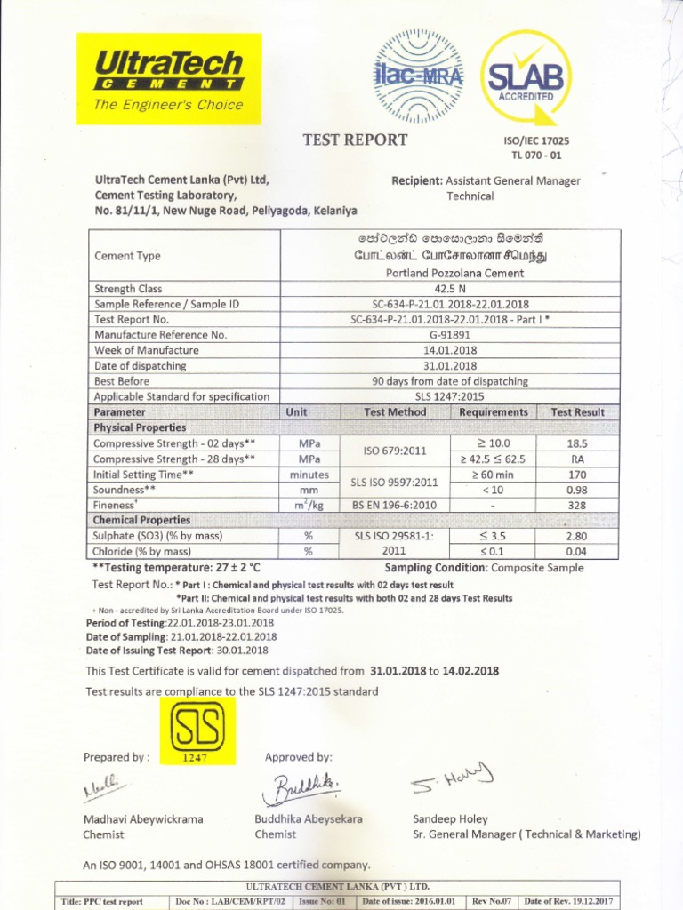Cement Test Report: PPC & OPC Results | PDF | Building Engineering | Cement