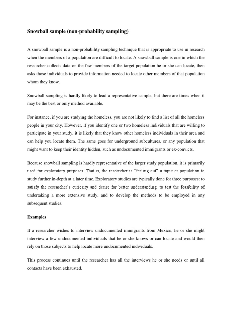 Snowball Sample (Non-Probability Sampling) : Examples | PDF | Science ...