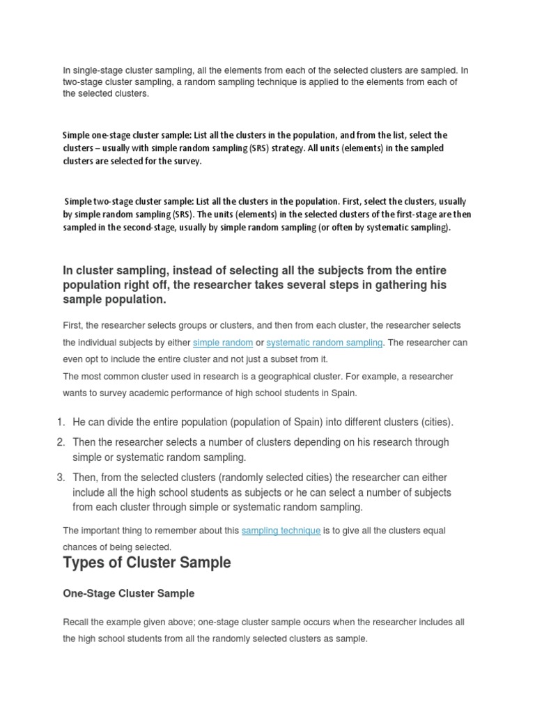Cluster Sampling | PDF | Sampling (Statistics) | Evaluation Methods
