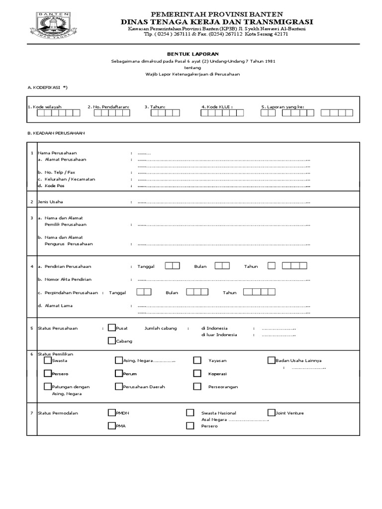 Form Wajib Lapor 2017 PDF | PDF