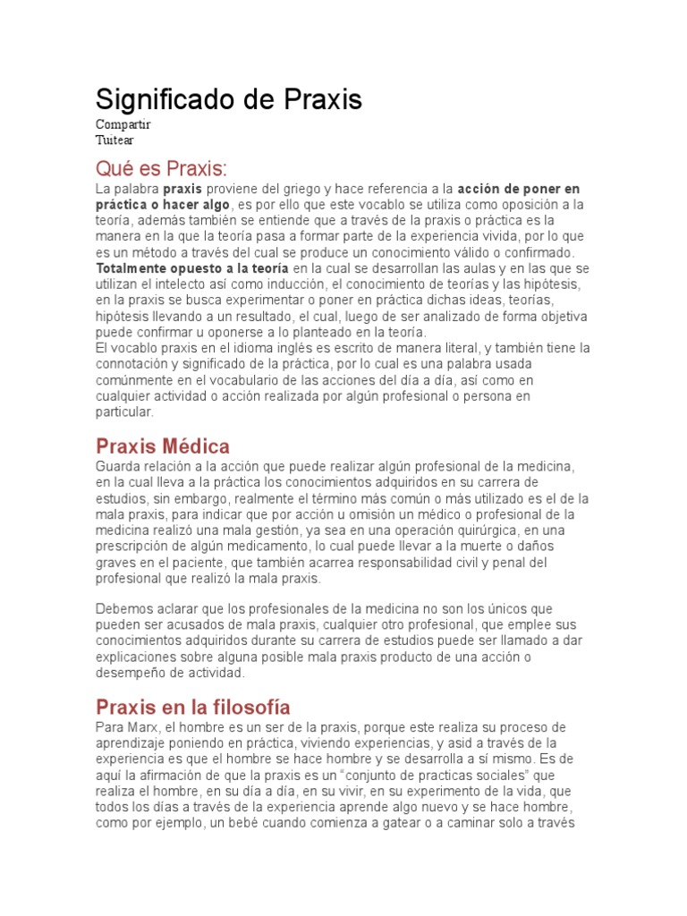 Significado de Praxis | PDF | Conocimiento | Platón