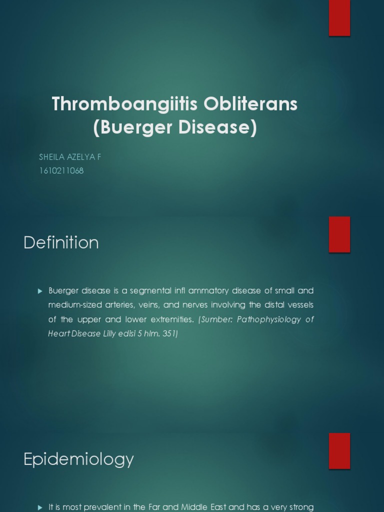 Thromboangiitis Obliterans (Buerger Disease) | PDF | Epidemiology ...