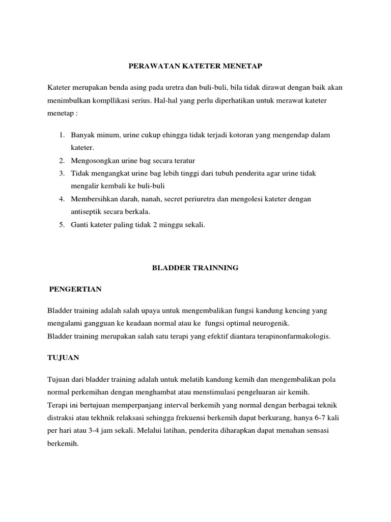 Bladder Training untuk Pasien Kateter | PDF | Kesehatan Holistik