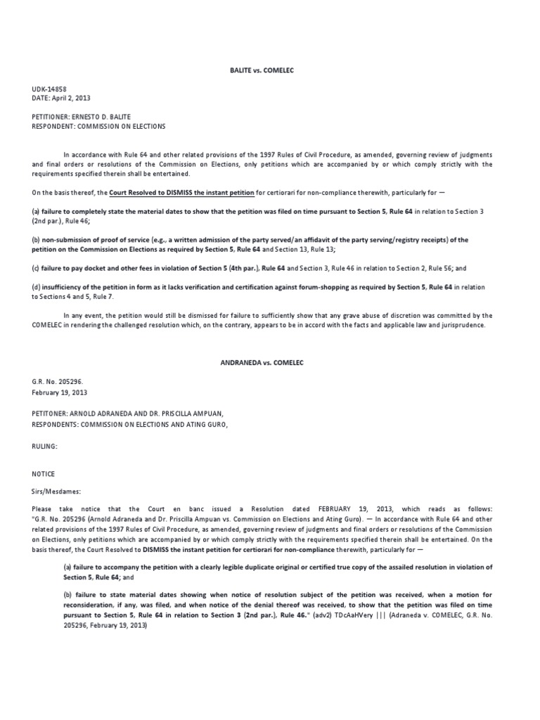 Rule 64 | Download Free PDF | Certiorari | Judgment (Law)