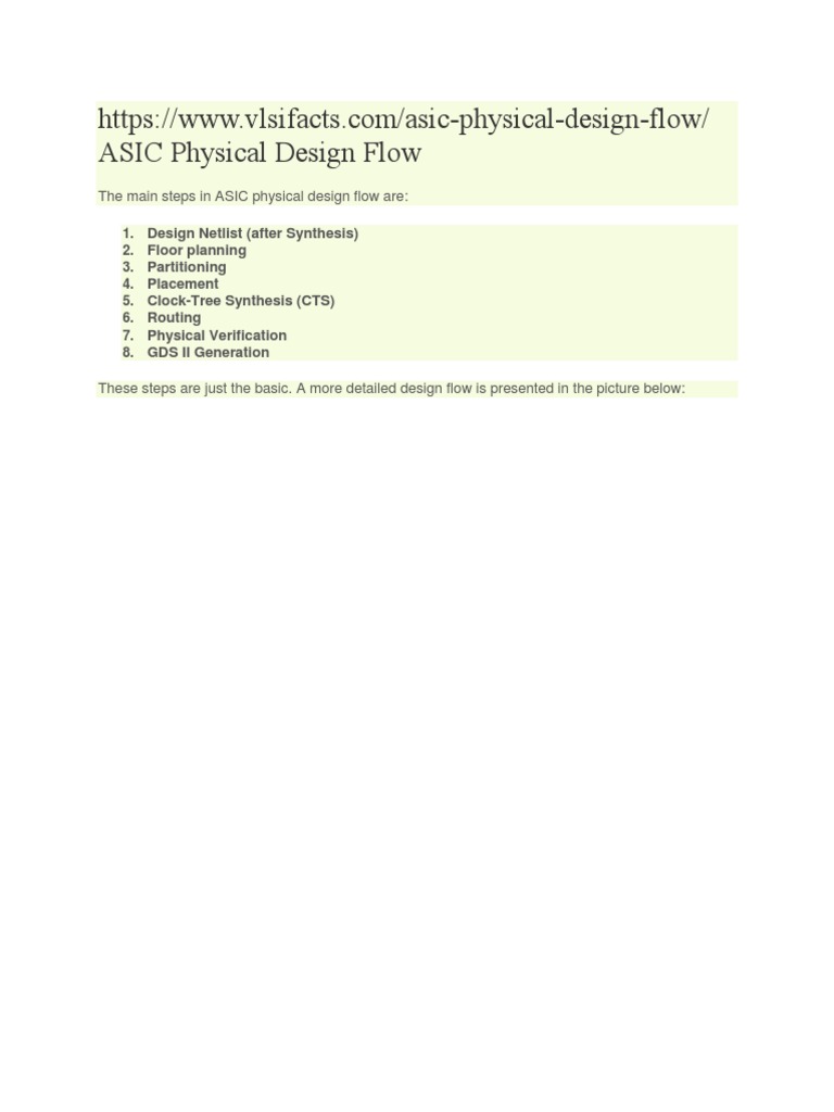 The Main Steps in ASIC Physical Design Flow Are | PDF | Electronic ...