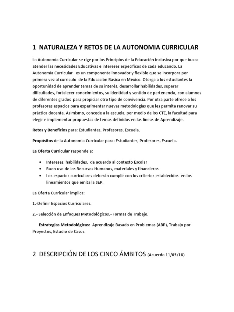 1 Naturaleza y Retos de La Autonomia Curricular | PDF | Educación ...
