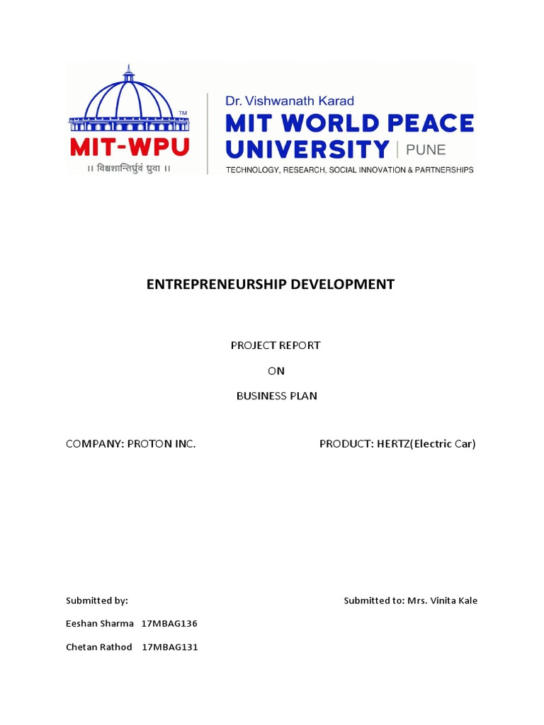 Entrepreneurship Development: Project Report ON Business Plan | PDF ...