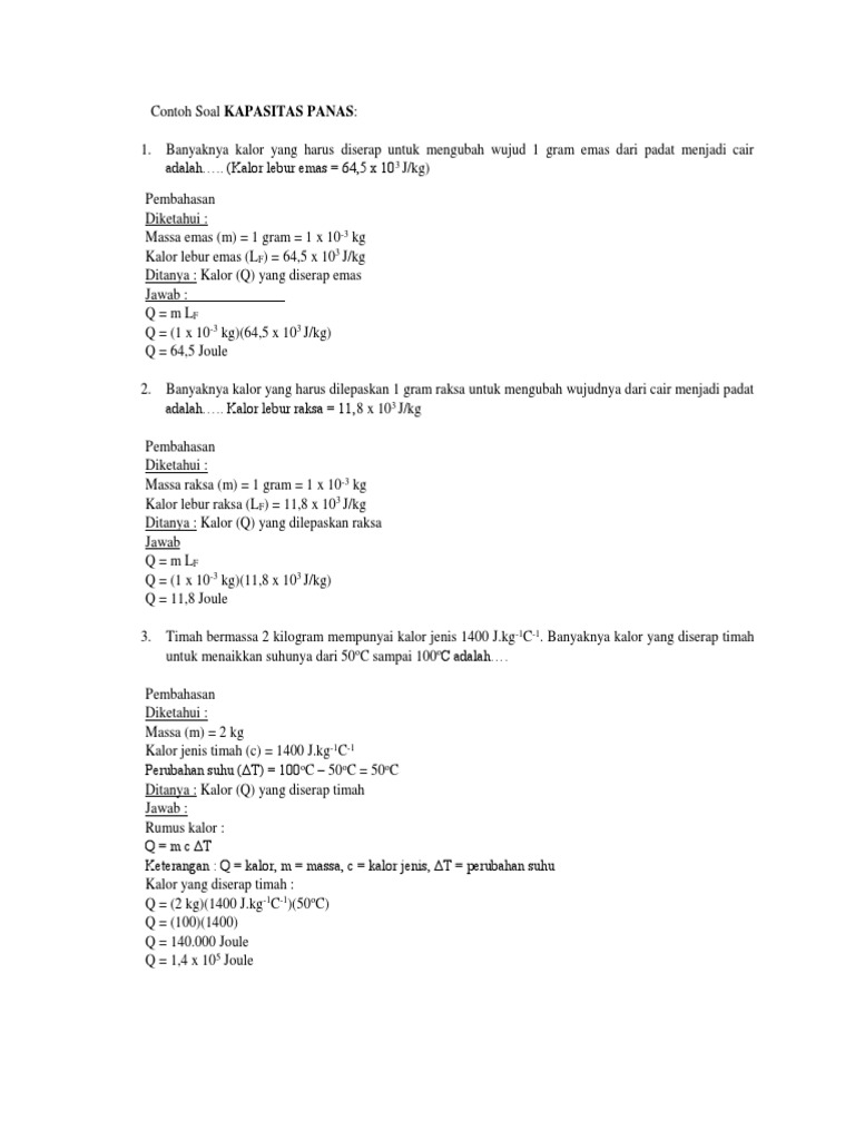 Contoh Soal Kapasitas Panas | PDF