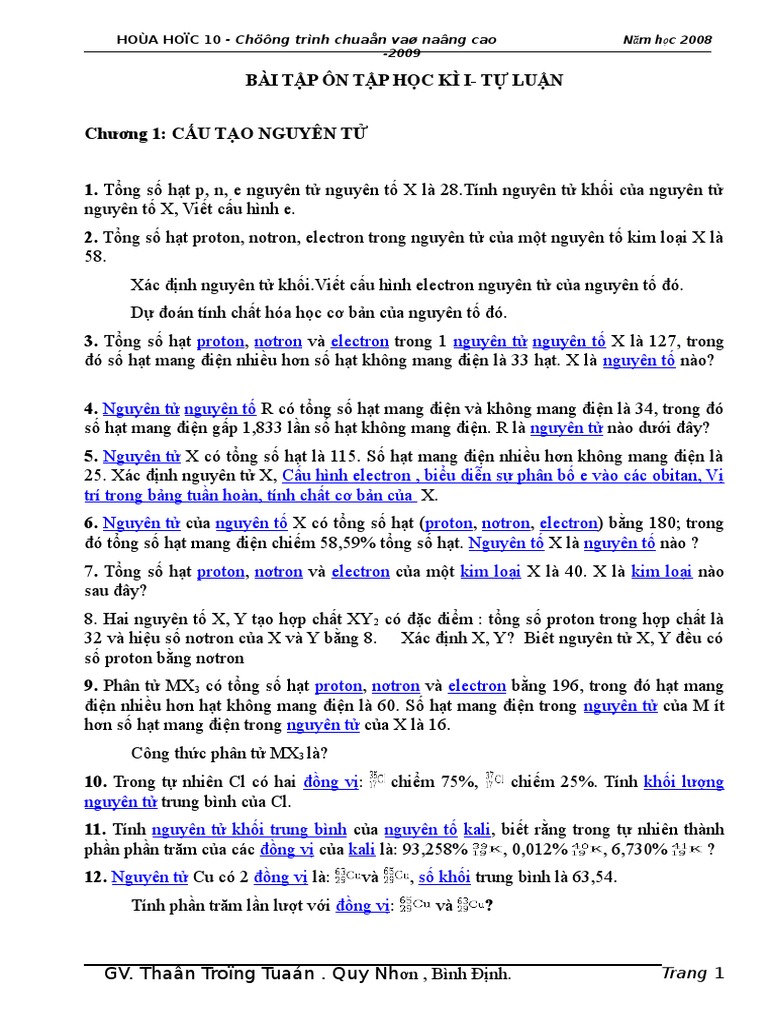 On Tap HKI Hoa 10tu Luan | PDF