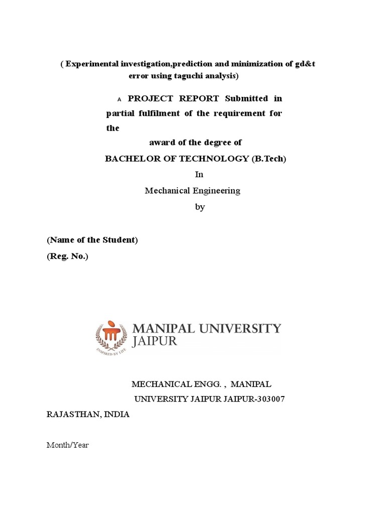 FInal Project Report - B.Tech Mechanical Engg | PDF | Engineering ...