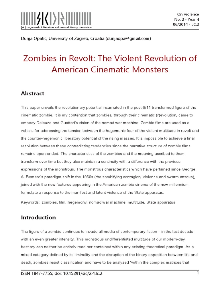 Zombies in Revolt The Violent Revolution of American Cinematic Monsters ...