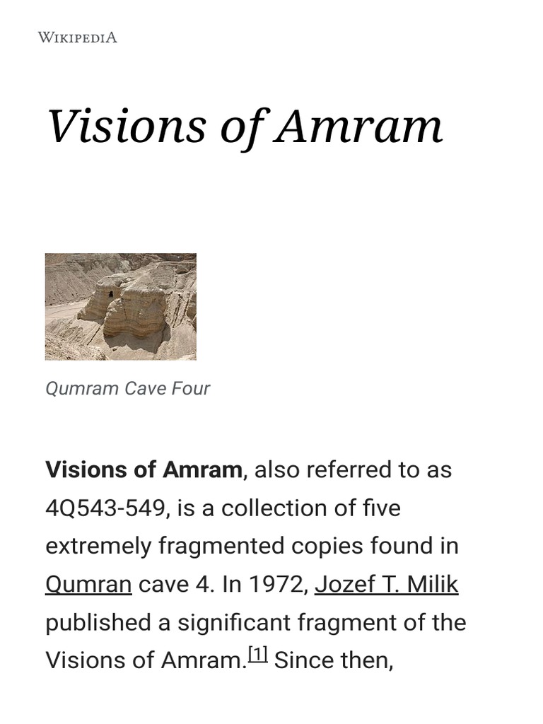 Visions of Amram - Wikipedia | PDF | Dead Sea Scrolls