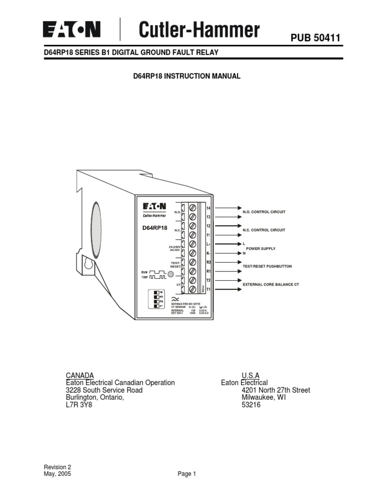 D64RP18 Digital Ground Fault Relay Manual | PDF | Electromagnetic ...