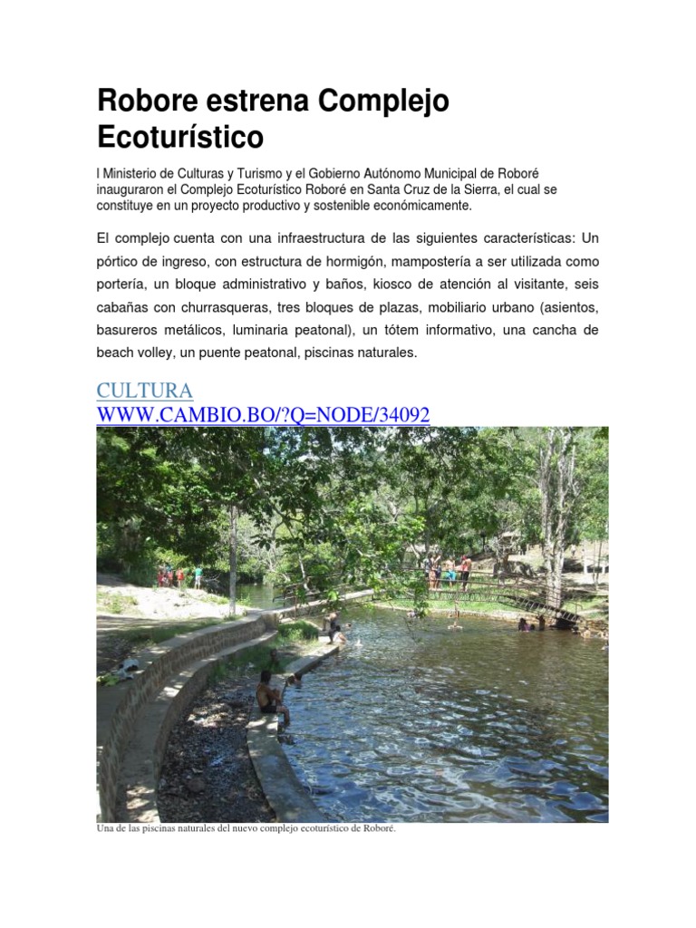 Inauguración del Complejo Ecoturístico Roboré | PDF | Turismo | Bolivia