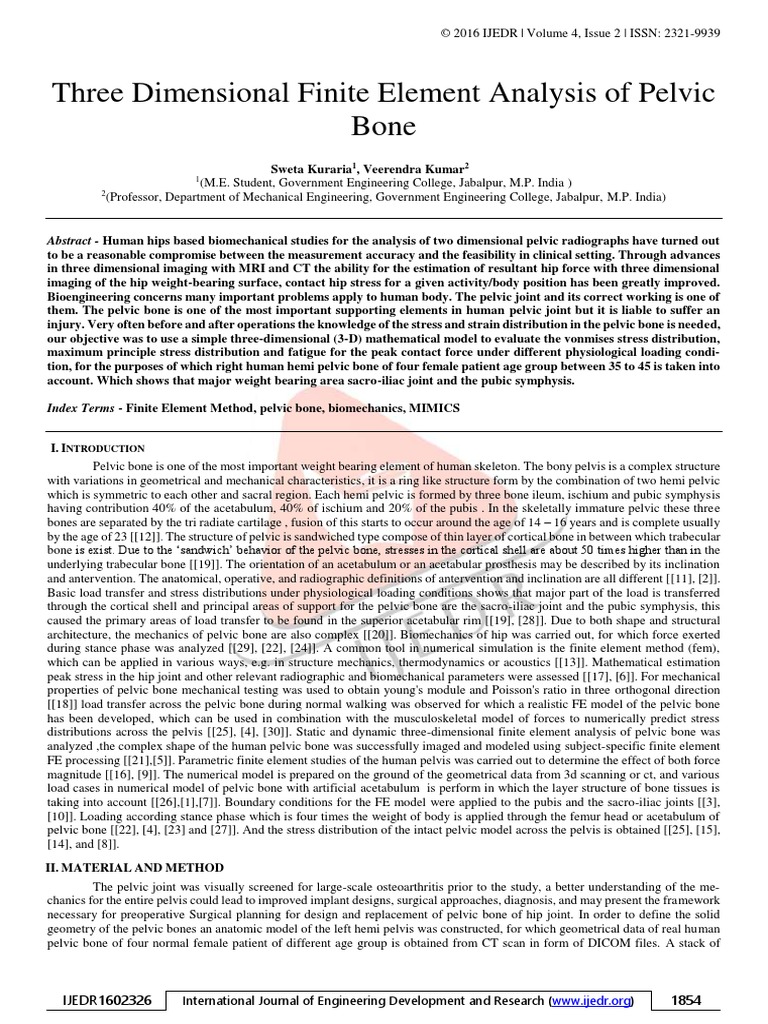 Three Dimensional Finite Element Analysis of Pelvic Bone | PDF | Ct ...
