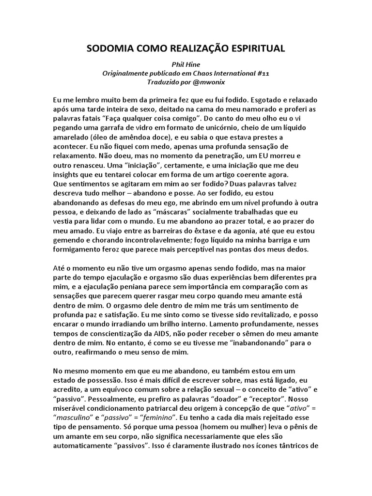 A sodomia como realização espiritual: explorando o potencial mágico e ...