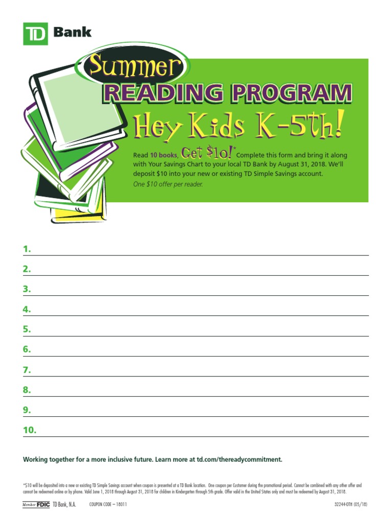 TD Bank Reading Form 2018 | PDF