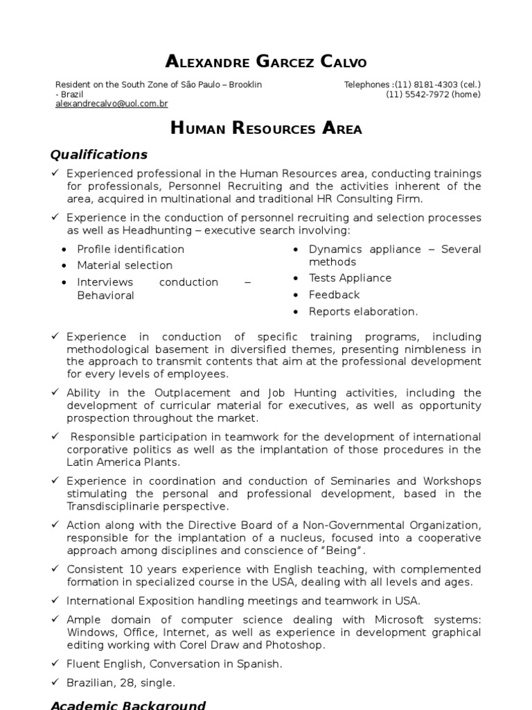 CV Alexandre G Calvo - Eng R&S | PDF | Human Resources