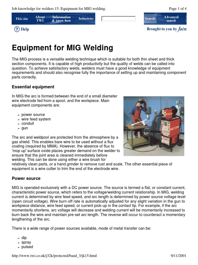 Equipment For Mig Welding PDF | PDF | Welding | Construction