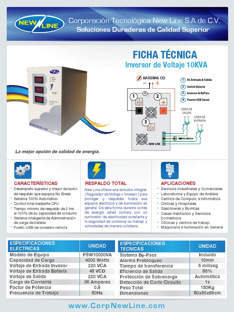 Ficha Tecnica Invesor 10KVA | PDF | Inversor de energia | Ingeniería Electrónica