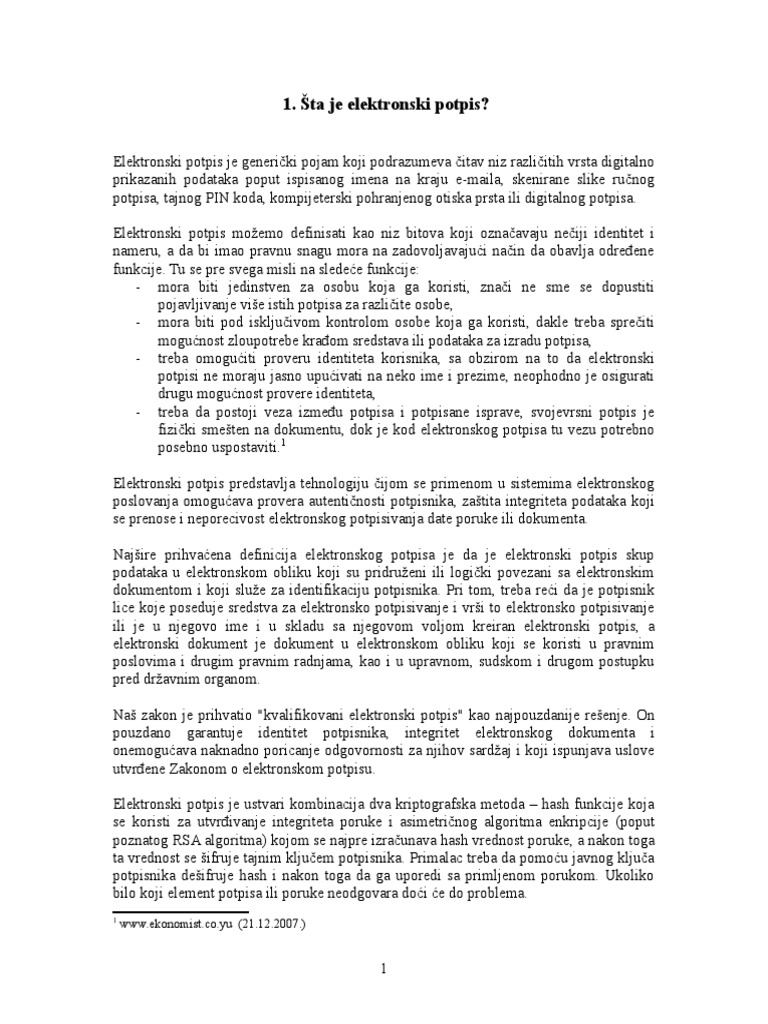 Elektronski Potpis-Seminarski Rad | PDF